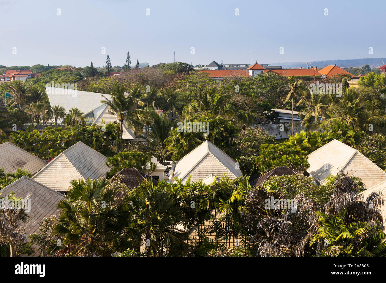 View across hotels and resorts at Benoa Bay, Benoa, Bali, Indonesia ...