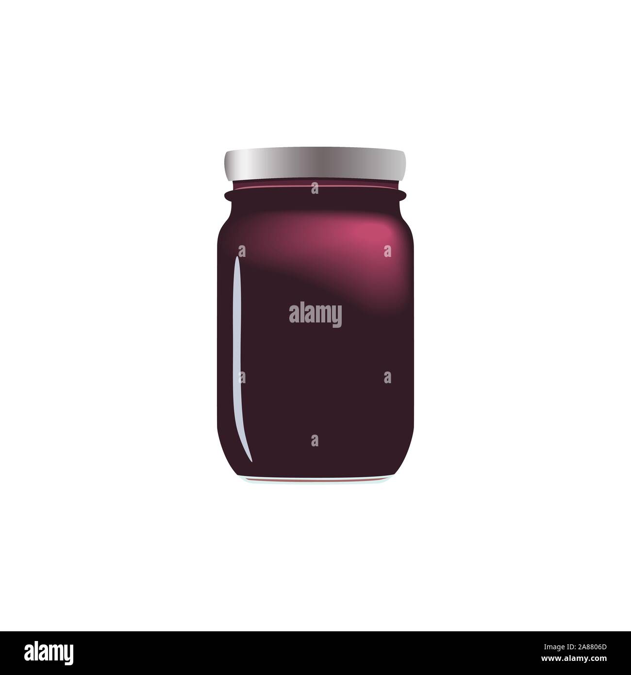 Purple jam jar glass isolated on white background. Mock up of vector ...