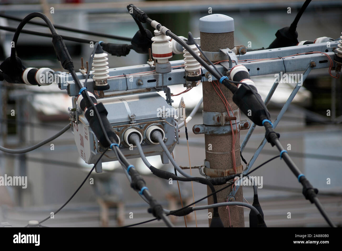 Electricity cables & connections, Yokohama, Japan, Asia Stock Photo - Alamy