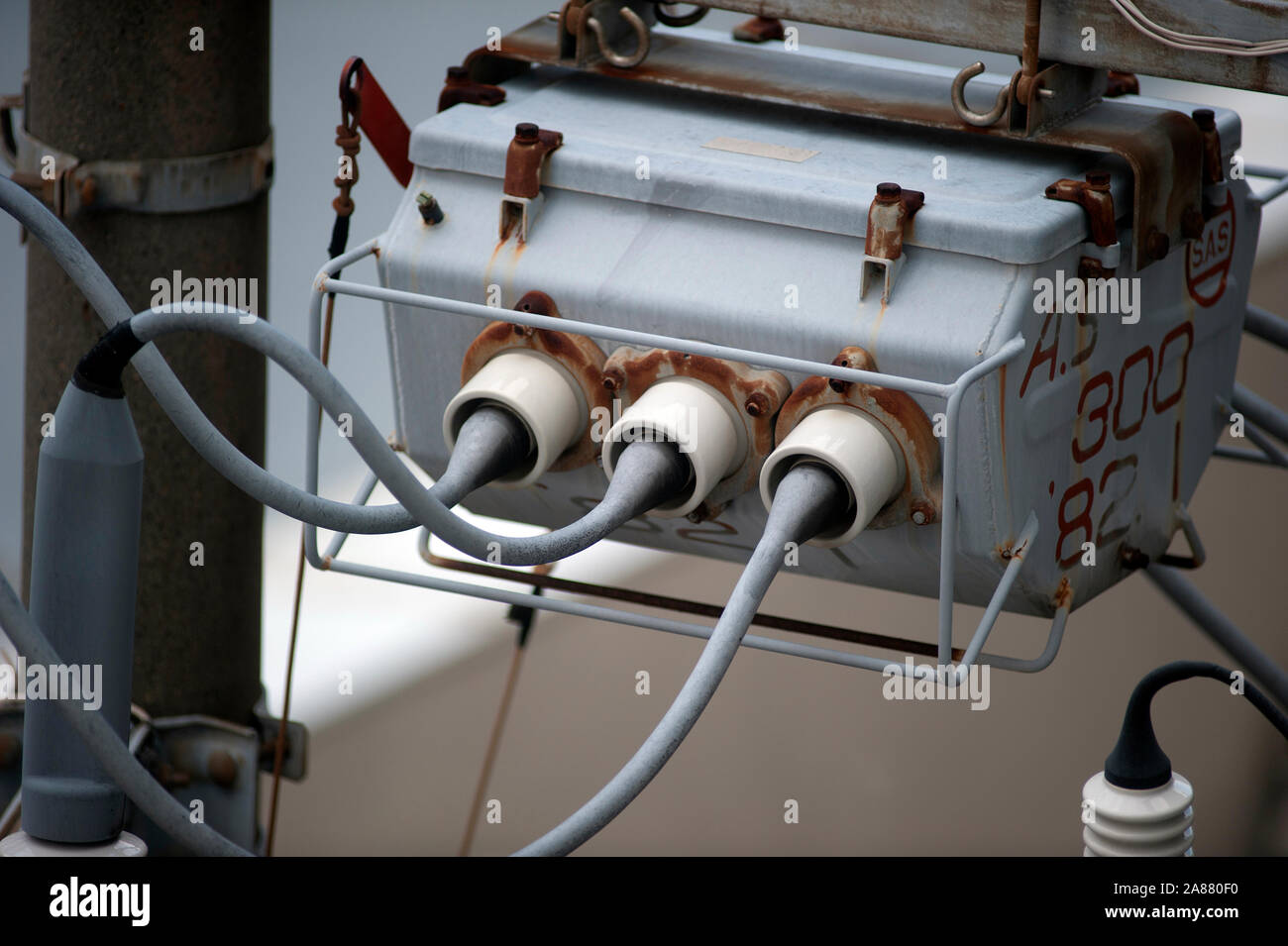 Electricity cables & connections, Yokohama, Japan, Asia Stock Photo - Alamy