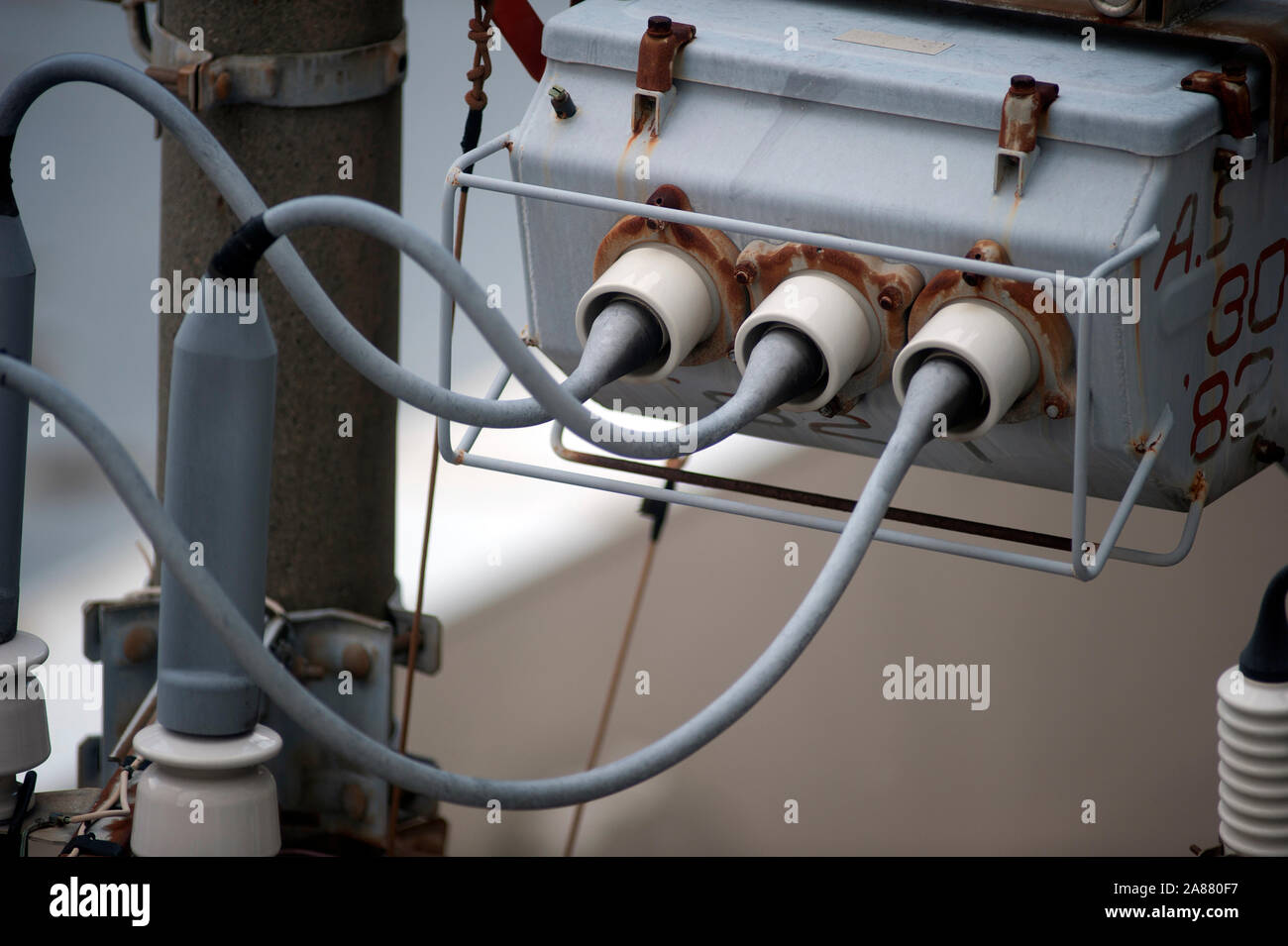 Electricity cables & connections, Yokohama, Japan, Asia Stock Photo - Alamy