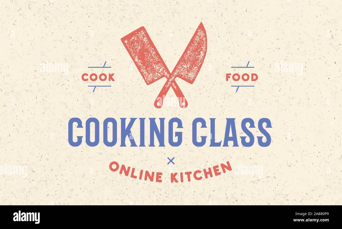 Meat logo. Logo for Cooking school class with icon chef knife Stock ...