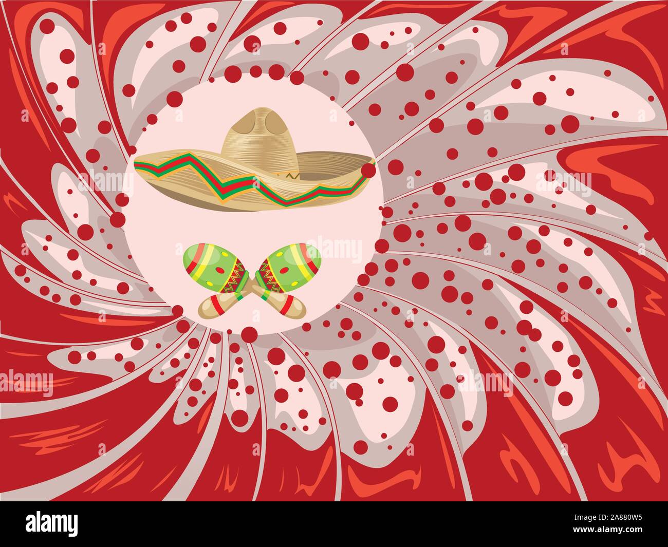 Mexican straw hat sombrero and decorative maracas Stock Vector Image ...