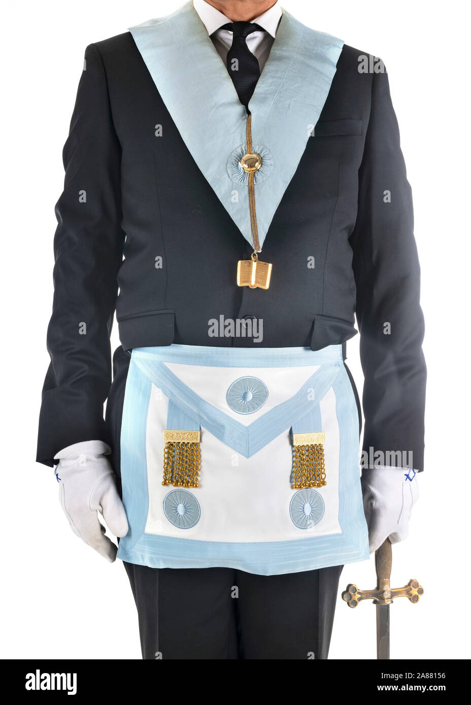 fremason with accessories in front of white background Stock Photo - Alamy