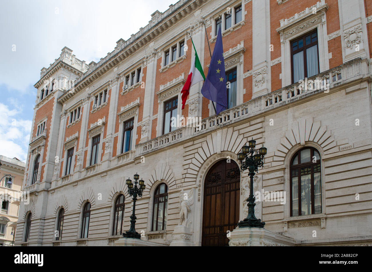 Italian Parliament with Italian and Euro Flag Rome Stock Photo - Alamy