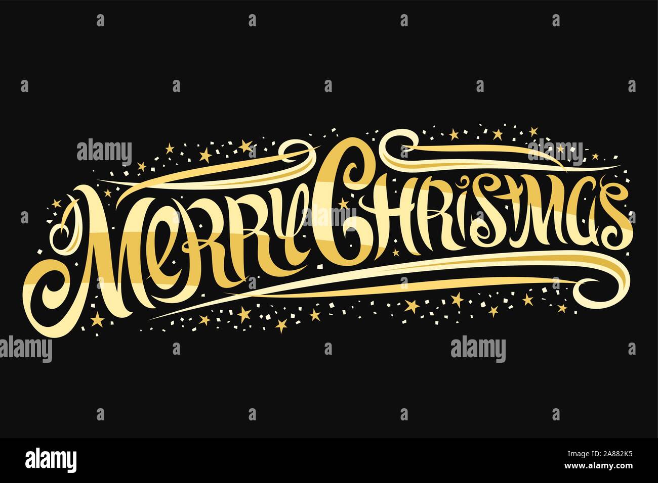 Vector Greeting Card For Merry Christmas Template With Curly