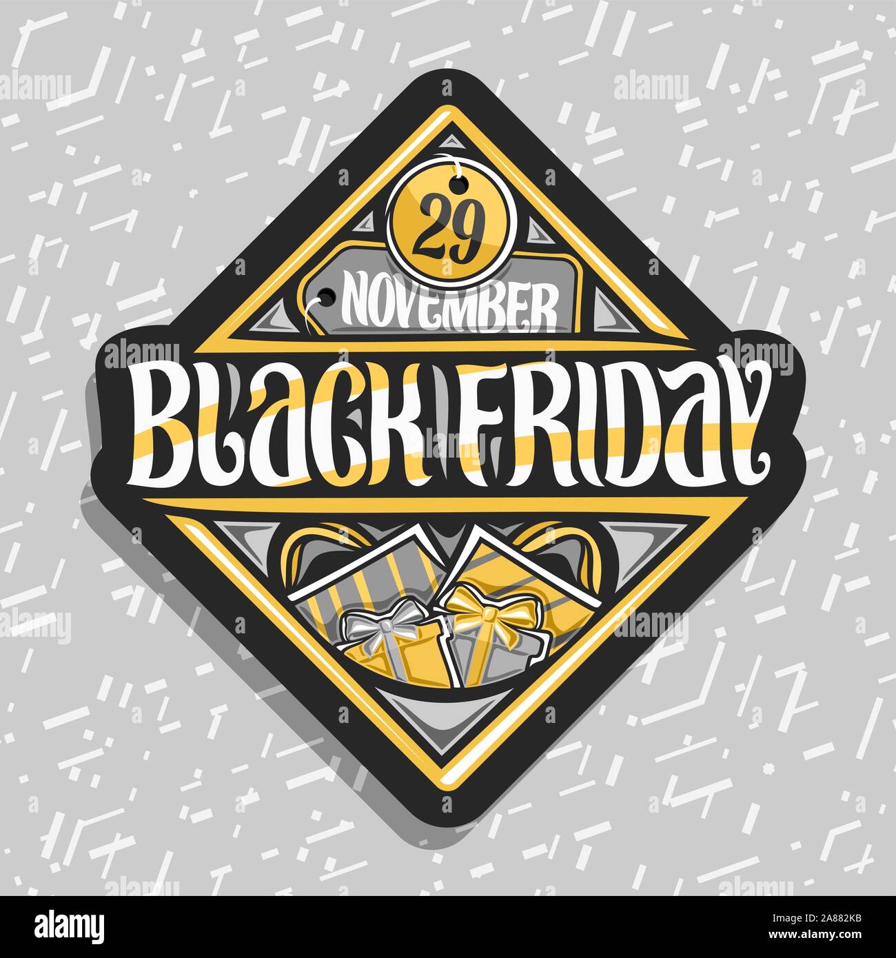Vector logo for Black Friday, dark sign board with shopping bags and ...