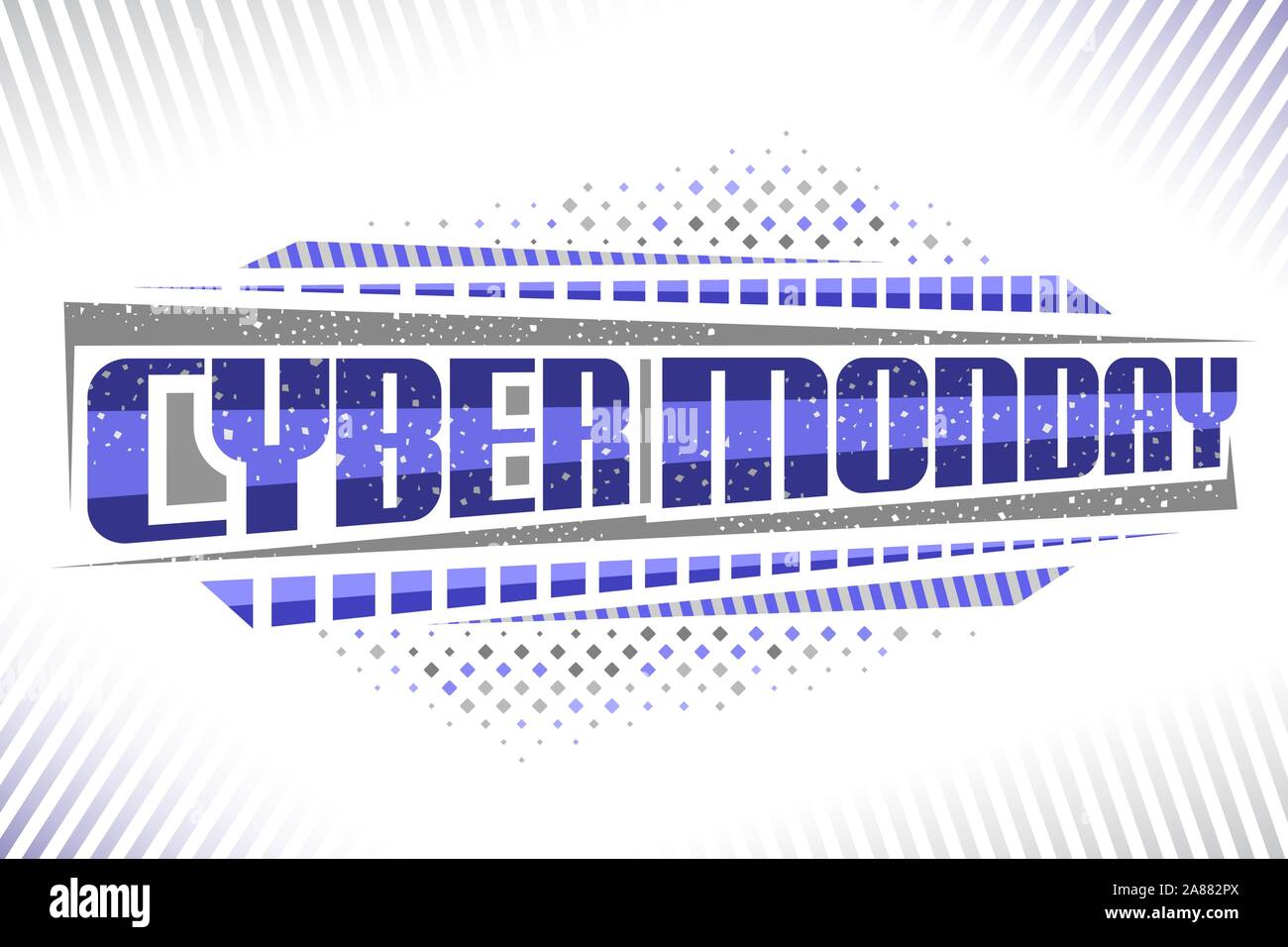 Vector label for Cyber Monday, decorative futuristic sign board with ...