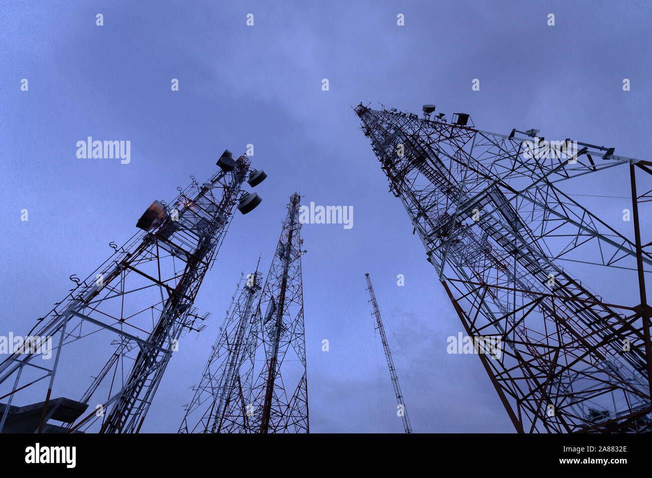 telecommunication mast TV antennas wireless technology Stock Photo - Alamy