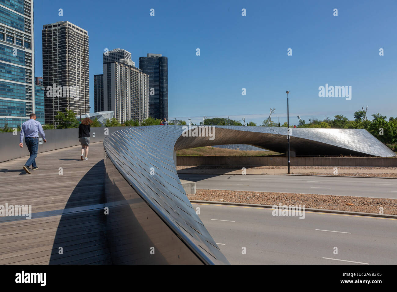 BP Pedestrian Bridge and Columbus Drive, Grant Park, Chicago, Illinois ...