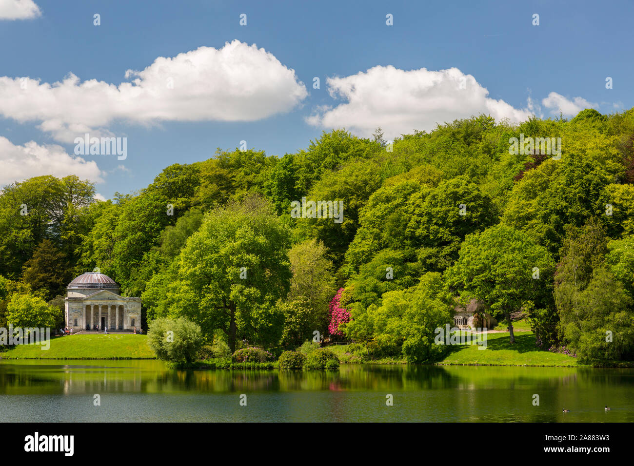 The Pantheon looks out over the lake and is surrounded by colourful ...