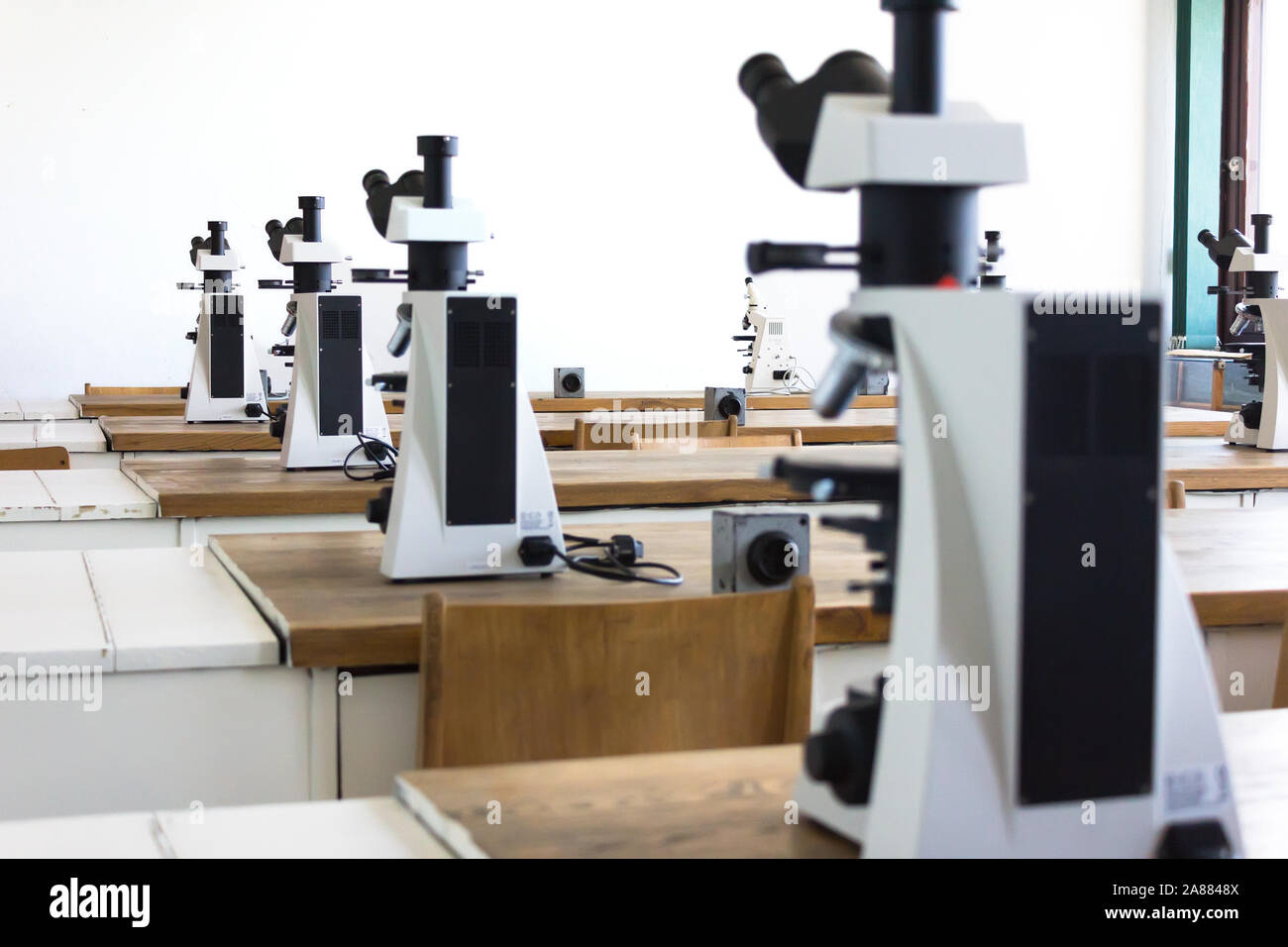 Laboratory with microscope Stock Photo - Alamy