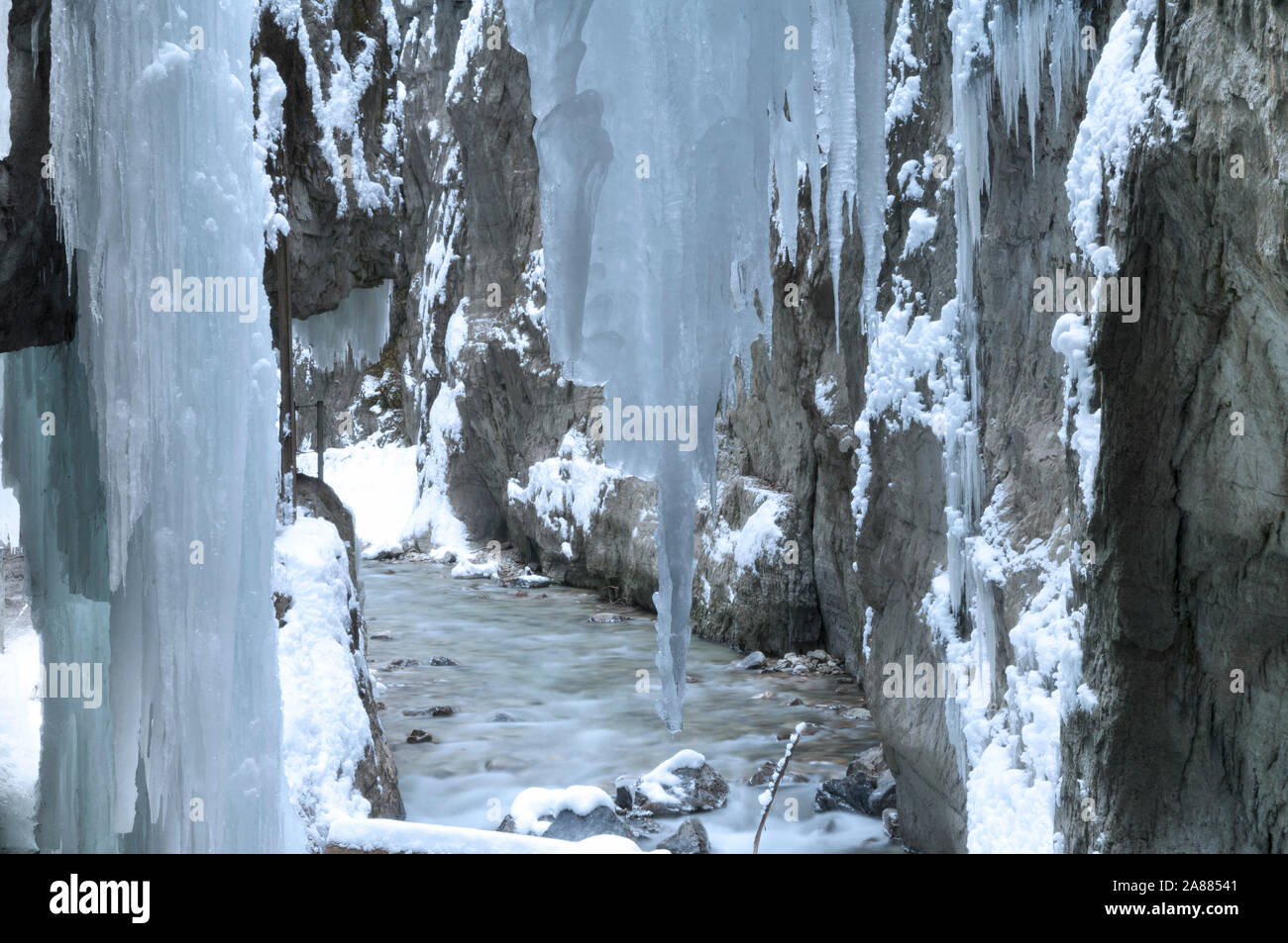 Winter in Partnachklamm near Garmisch-Partenkirchen, Bavaria, Germany ...