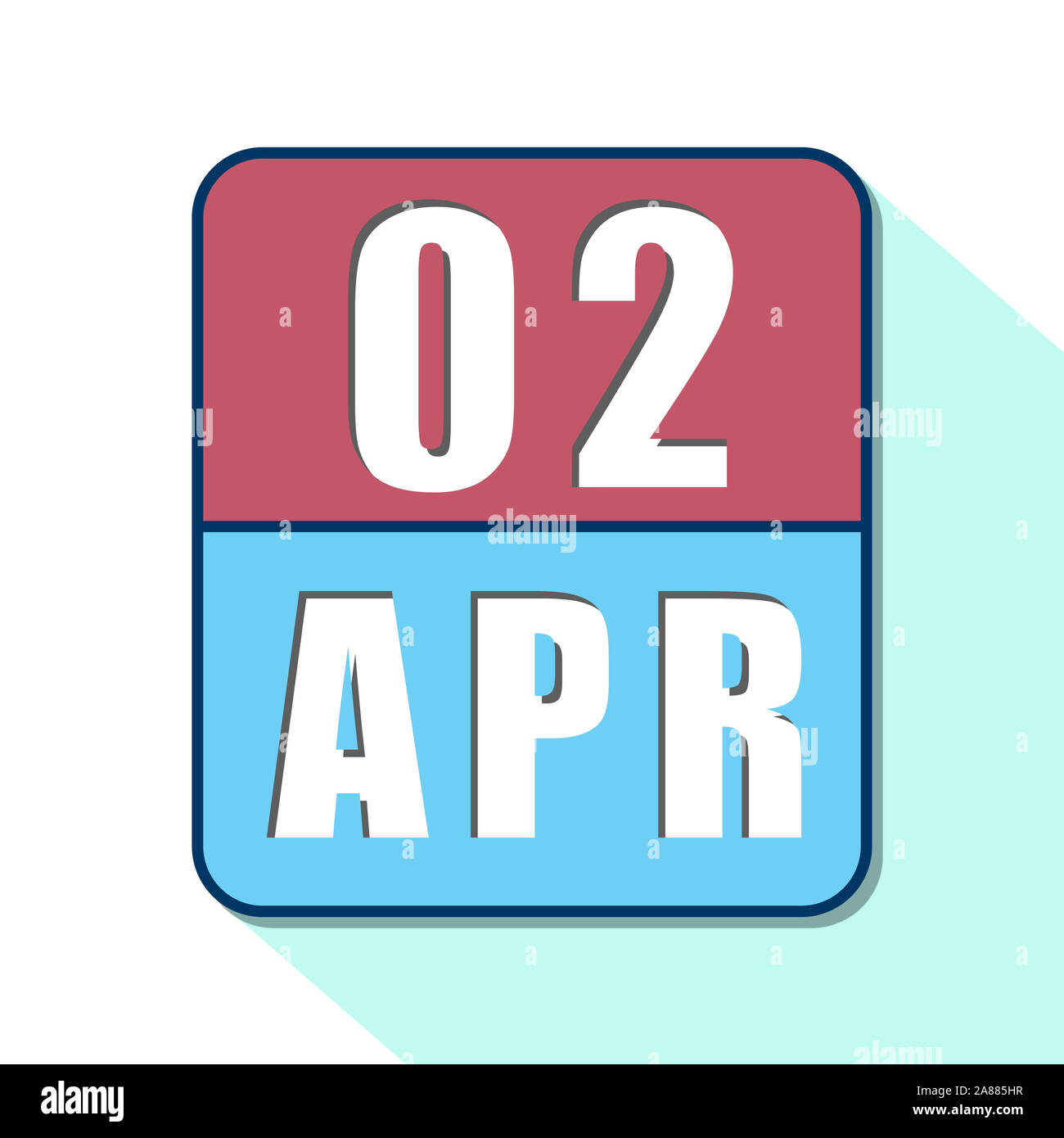 april 2nd. Day 2 of month, Simple calendar icon on white background ...