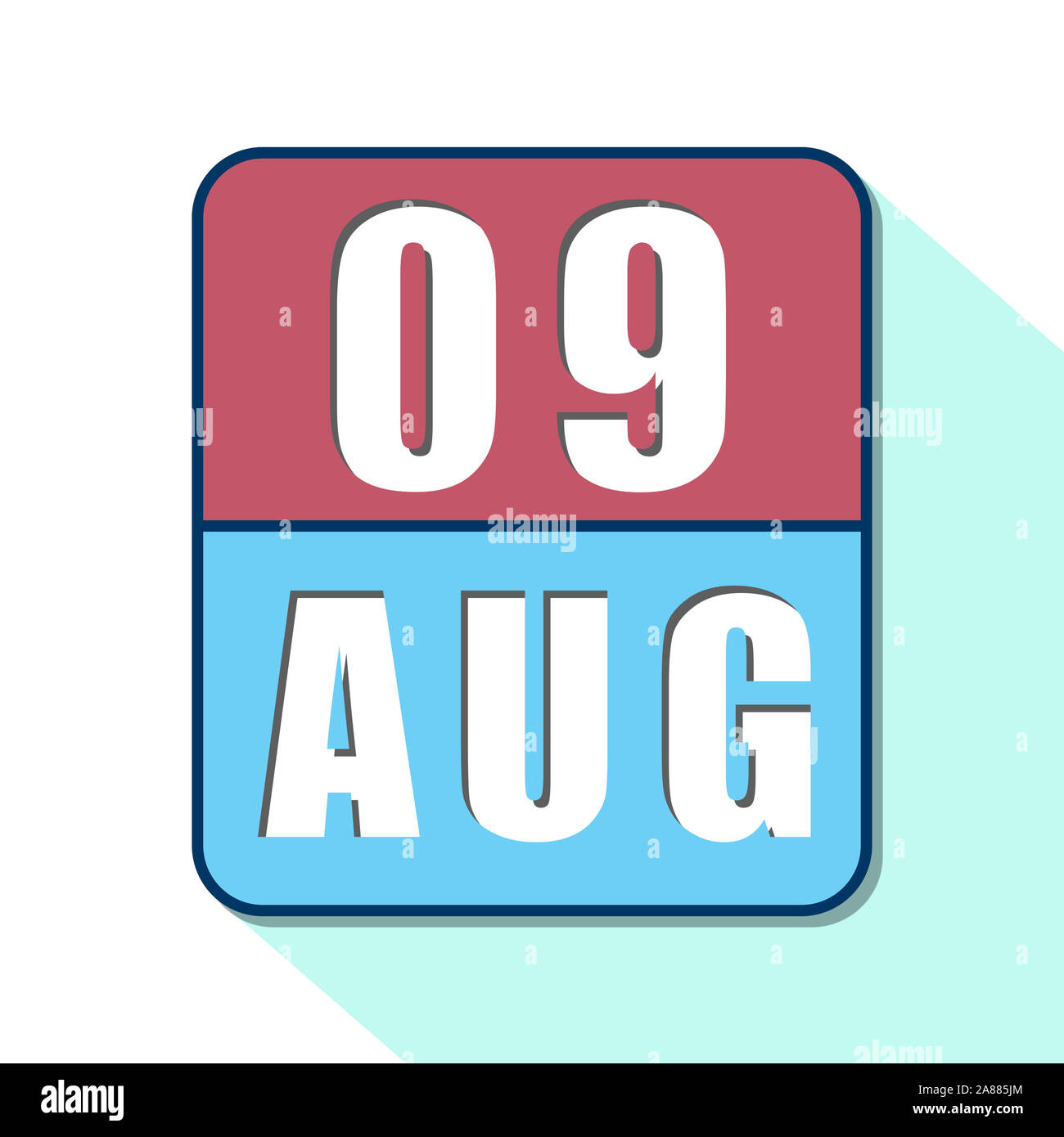 august 9th. Day 9 of month, Simple calendar icon on white background ...