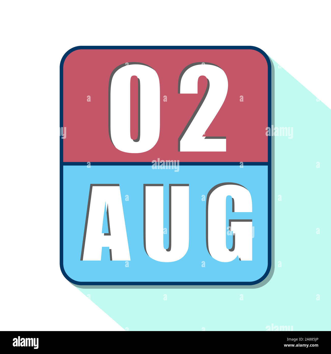 august 2nd. Day 2 of month, Simple calendar icon on white background ...