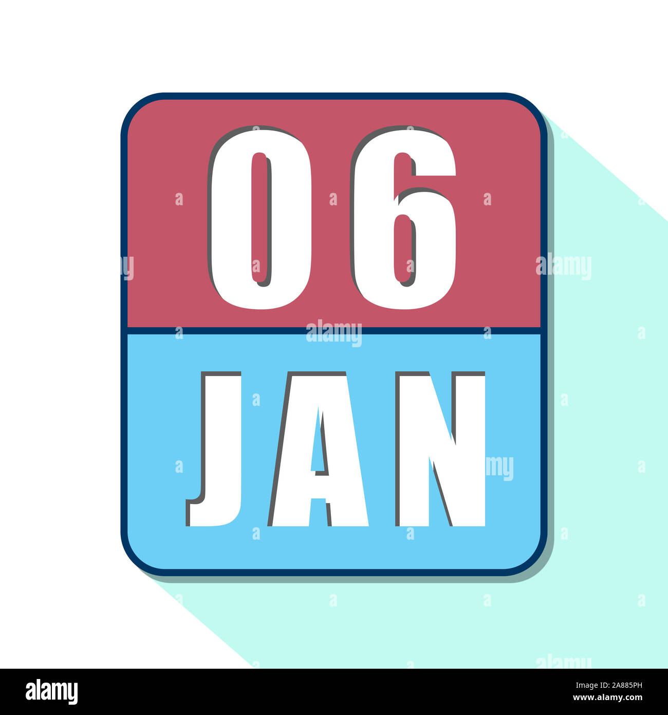 january 6th. Day 6 of month, Simple calendar icon on white background ...