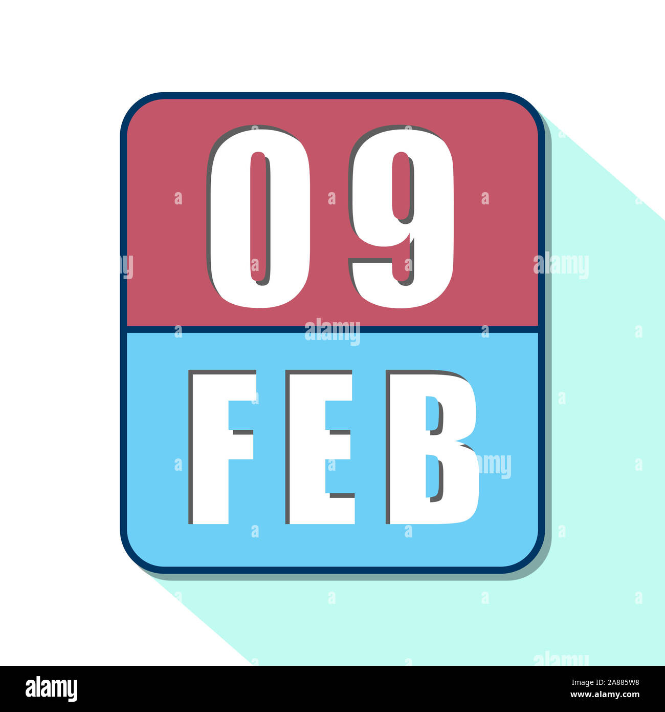 february 9th. Day 9 of month, Simple calendar icon on white background ...