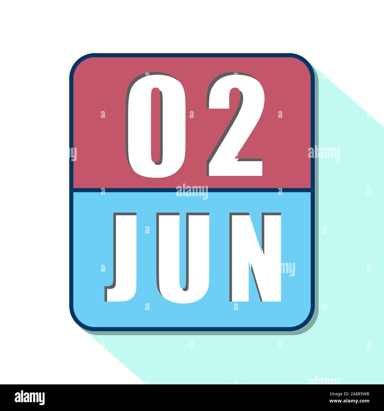 june 2nd. Day 2 of month, Simple calendar icon on white background ...