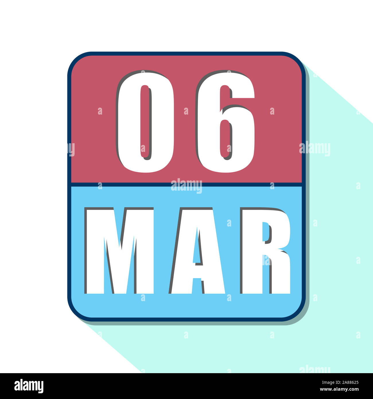 march 6th. Day 6 of month, Simple calendar icon on white background ...