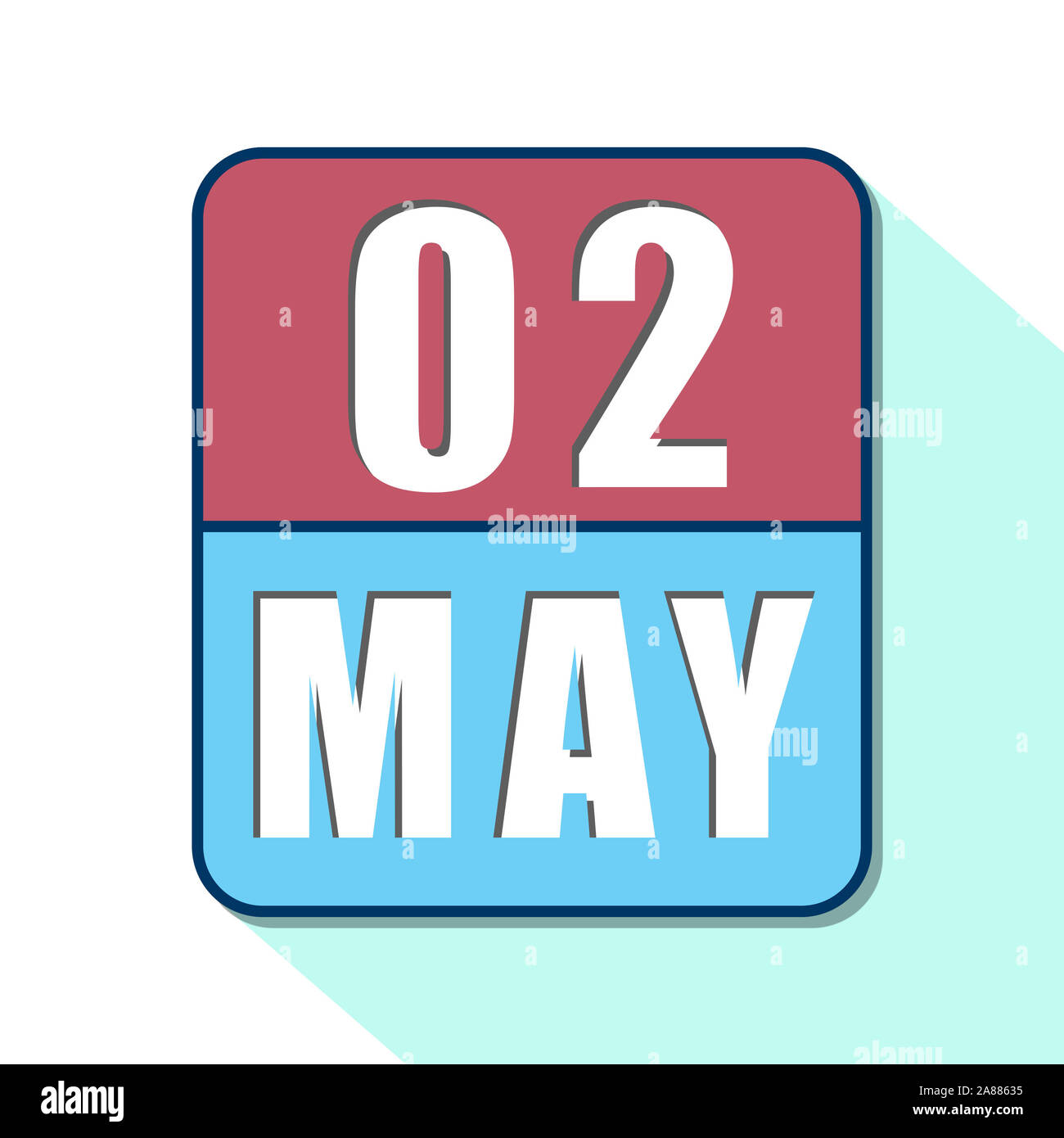 may 2nd. Day 2 of month, Simple calendar icon on white background ...