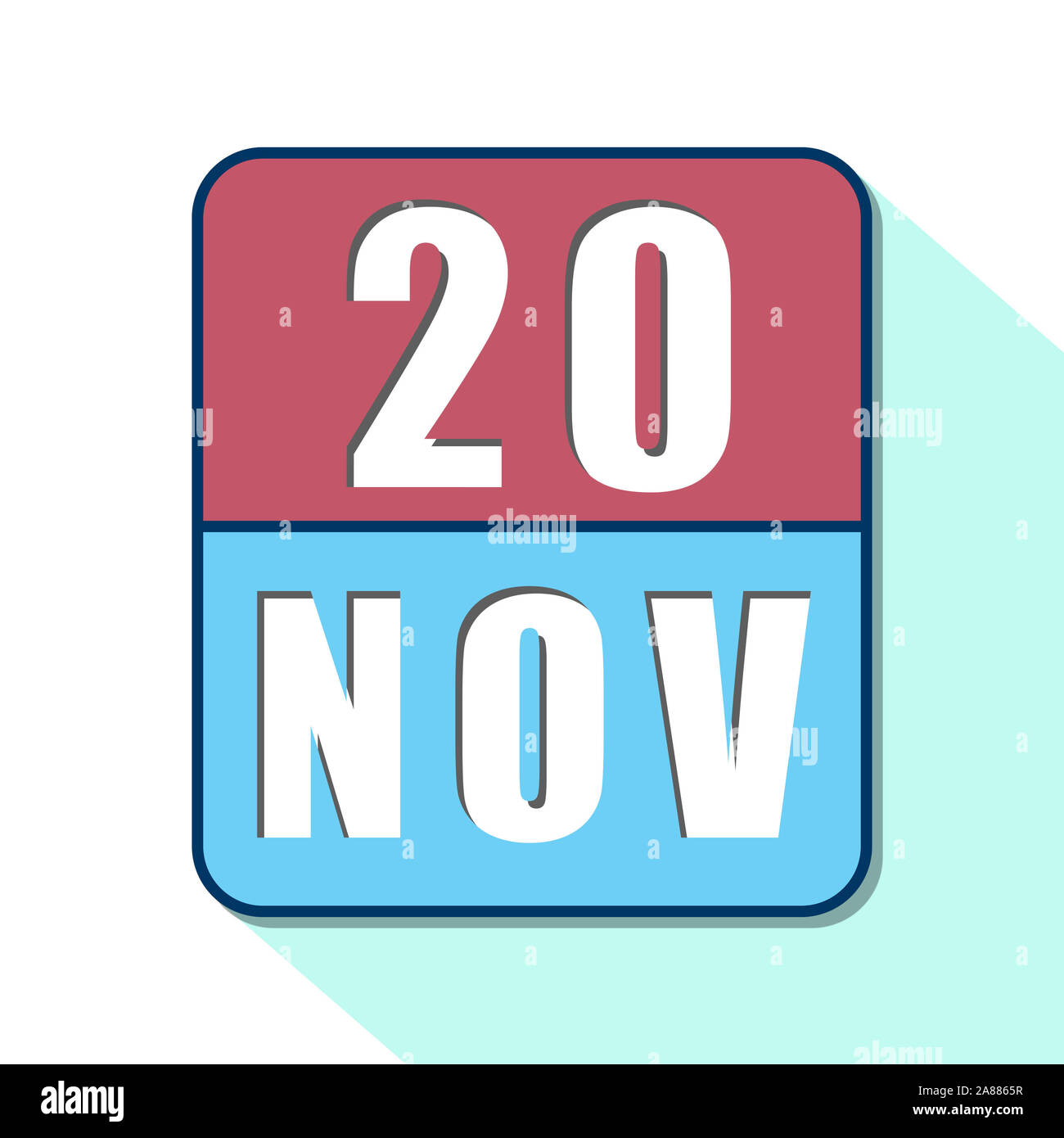 november 20th. Day 20 of month, Simple calendar icon on white ...