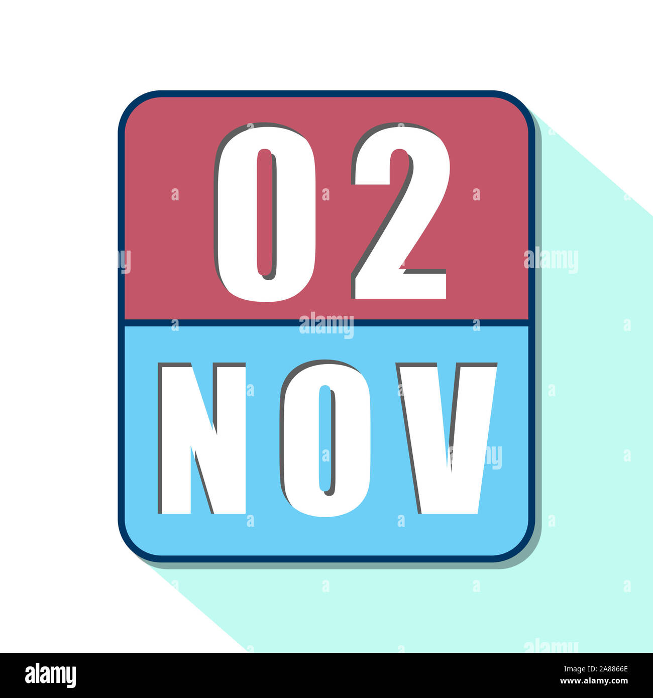 november 2nd. Day 2 of month, Simple calendar icon on white background ...