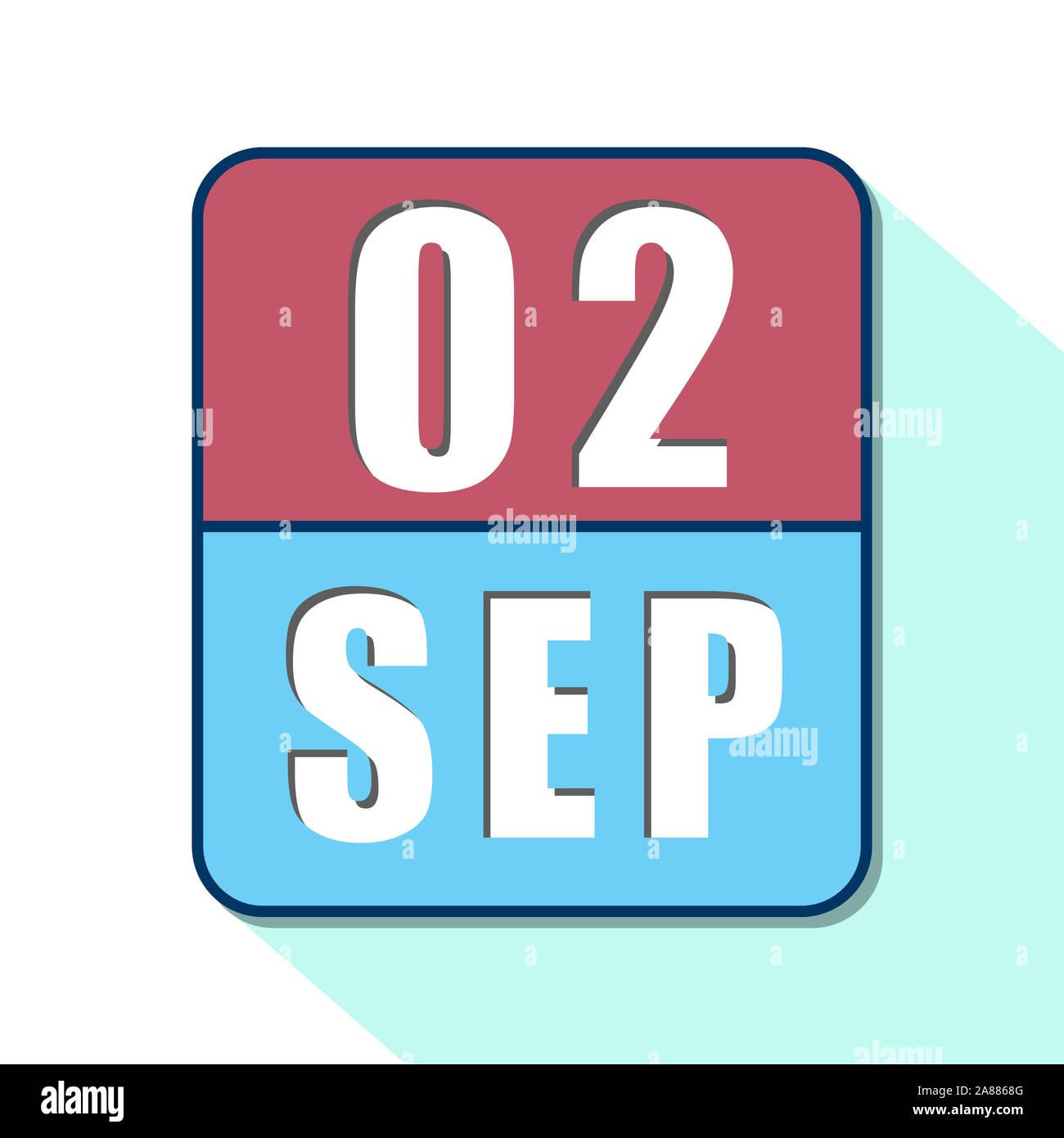 september 2nd. Day 2 of month, Simple calendar icon on white background ...