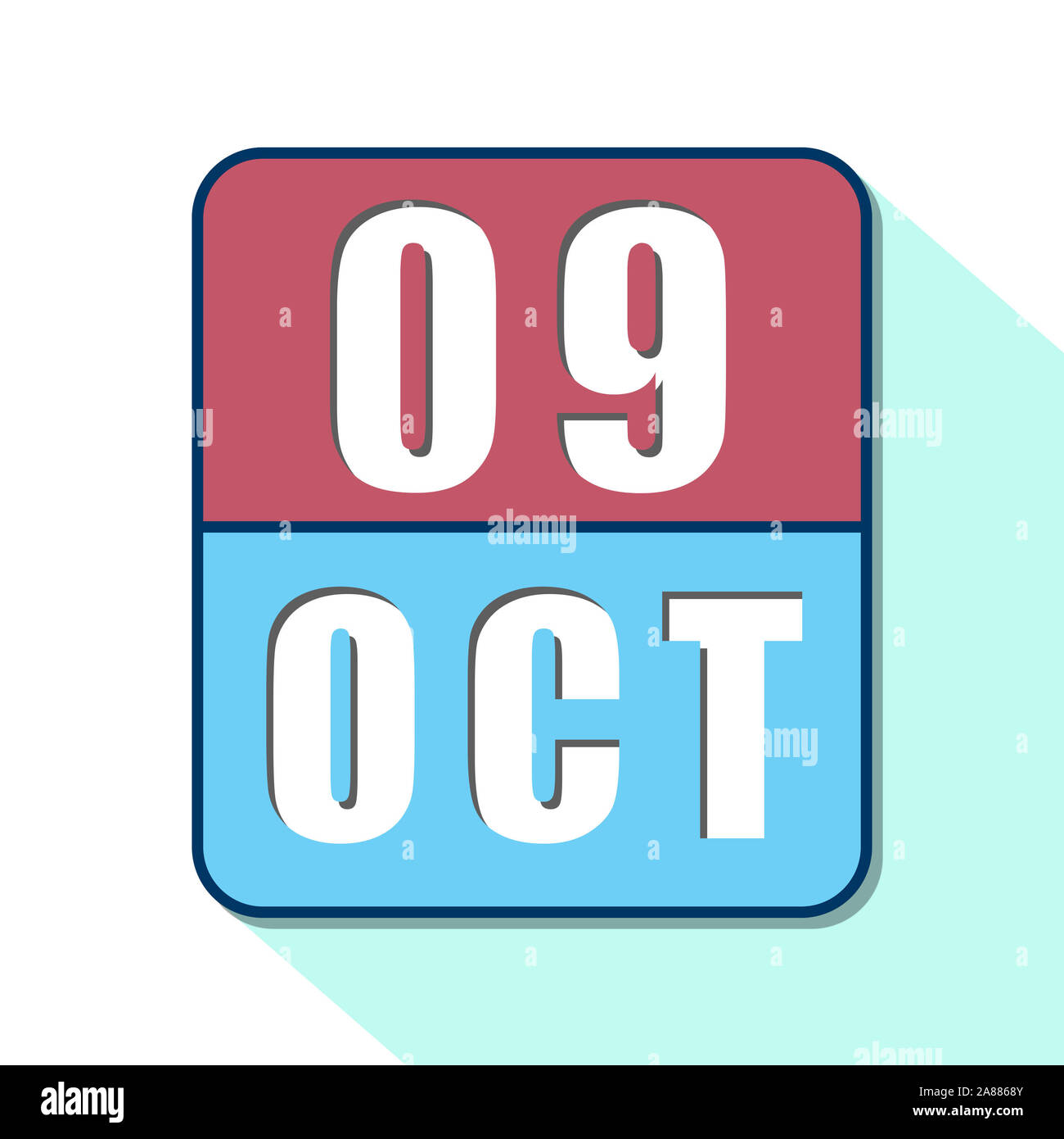 october 9th. Day 9 of month, Simple calendar icon on white background ...