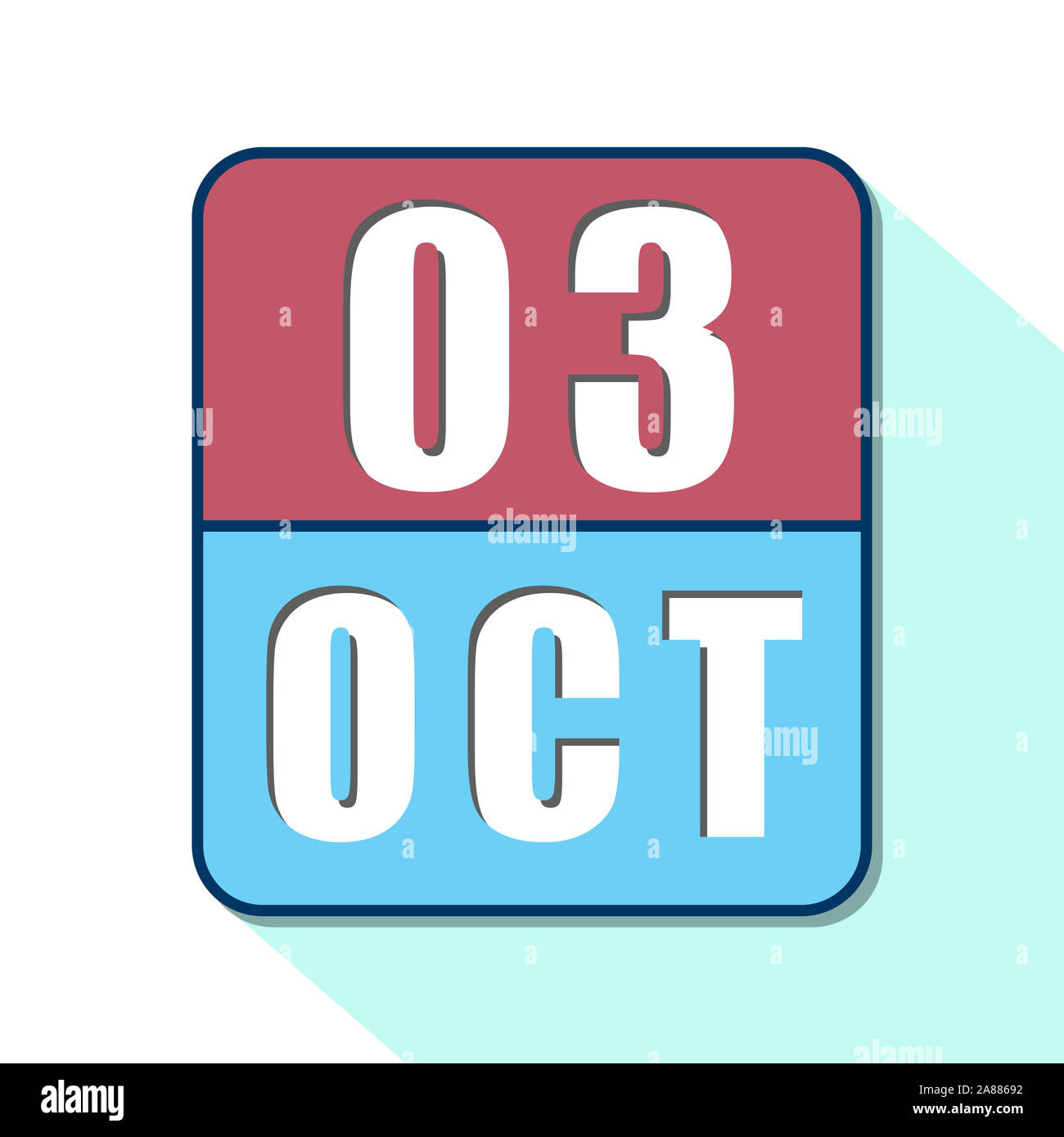 october 3rd. Day 3 of month, Simple calendar icon on white background ...