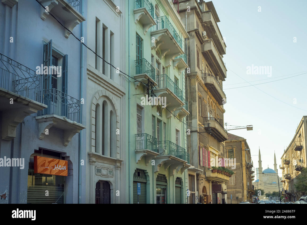 Traditional architecture in Gemmayzeh, Beirut, Lebanon, with the ...