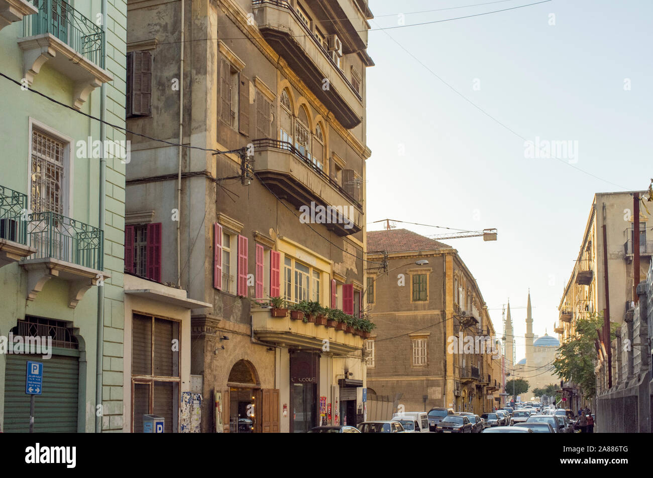 Traditional architecture in Gemmayzeh, Beirut, Lebanon, with the ...
