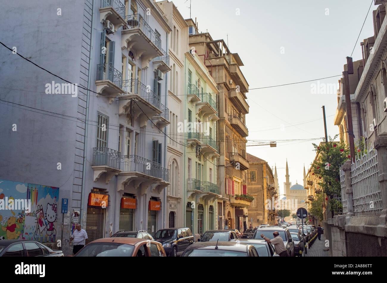 Traditional architecture in Gemmayzeh, Beirut, Lebanon, with the ...