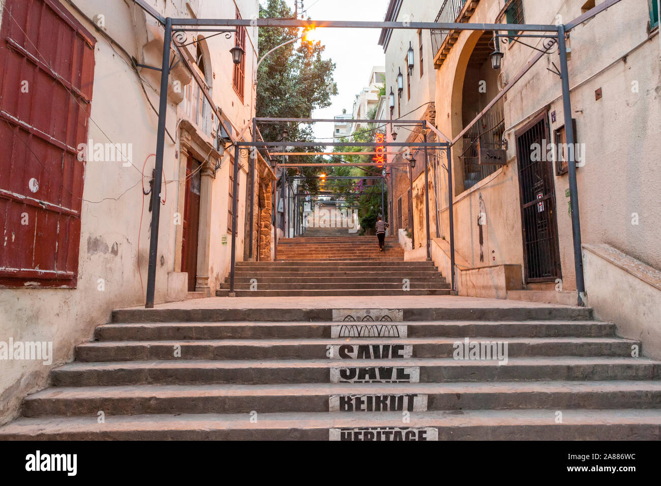 Steps and traditional architecture in Gemmayzeh, Beirut, Lebanon Stock ...