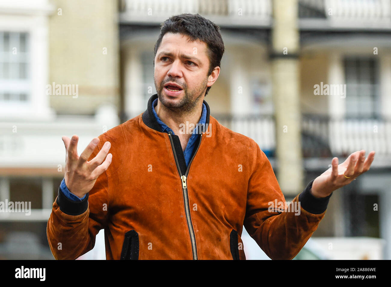 London, UK. 7 November 2019. Conrad Shawcross RA speaks at the ...