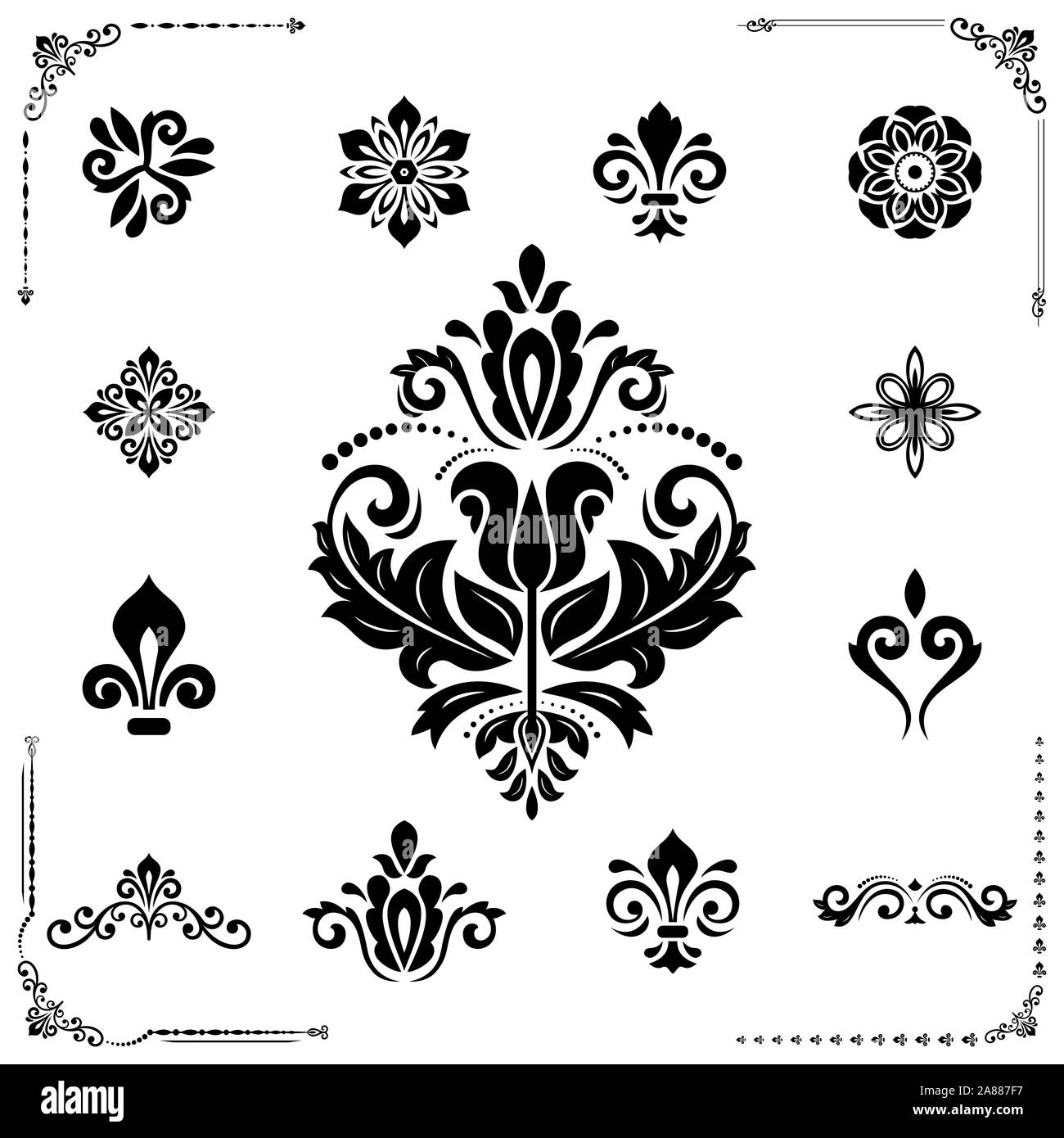 Vintage Set of Horizontal, Square and Round Elements Stock Photo - Alamy