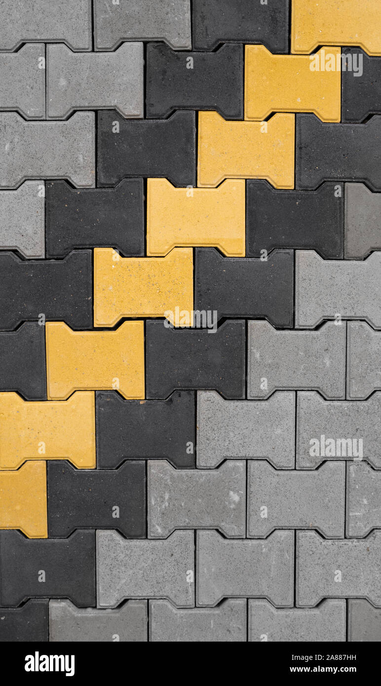 Concrete or cobble gray pavement slabs or stones for floor, wall or ...
