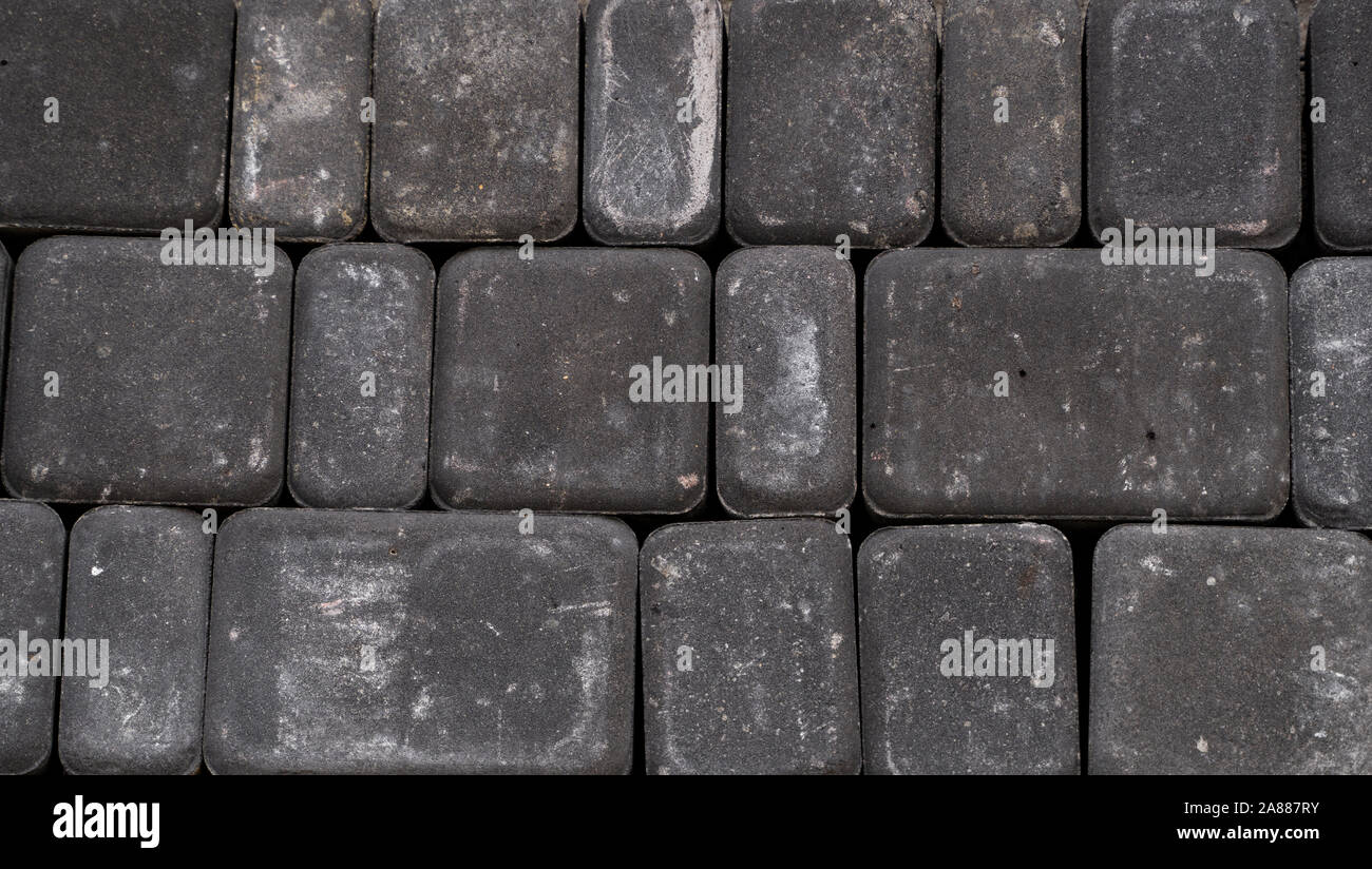 Concrete or cobble gray pavement slabs or stones for floor, wall or ...