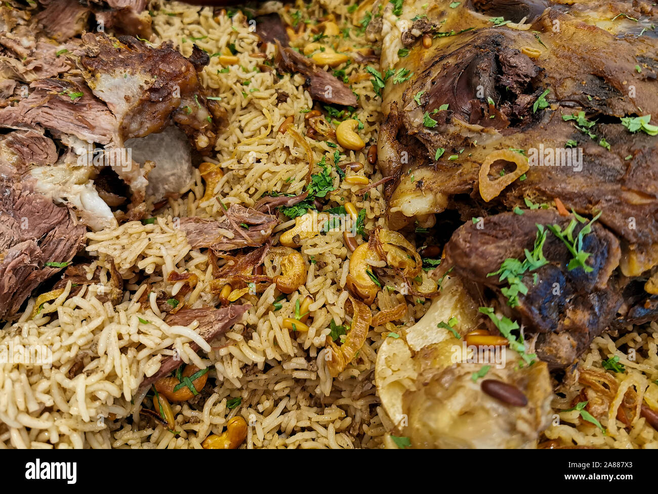 Arabic ouzi lamb rice.A kind of traditional Arabian rice served with ...