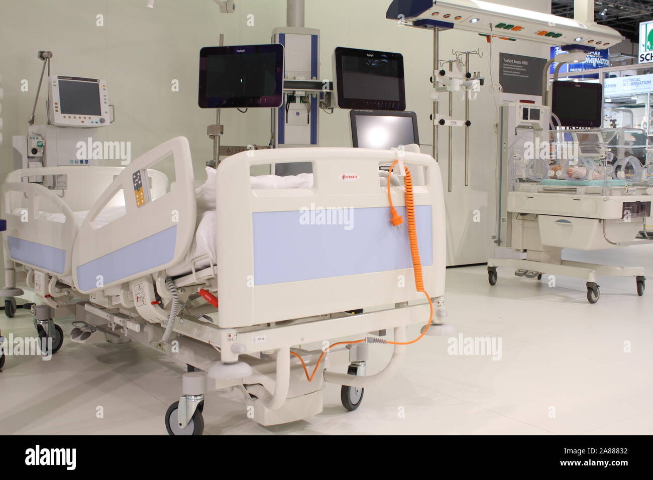 Ambulatory bed with monitors Stock Photo - Alamy