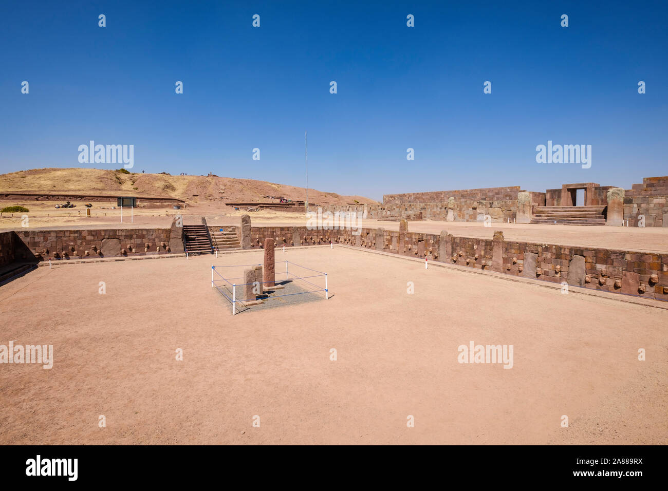 Scenic view of the Semi-underground Temple with the Akapana pyramid in ...