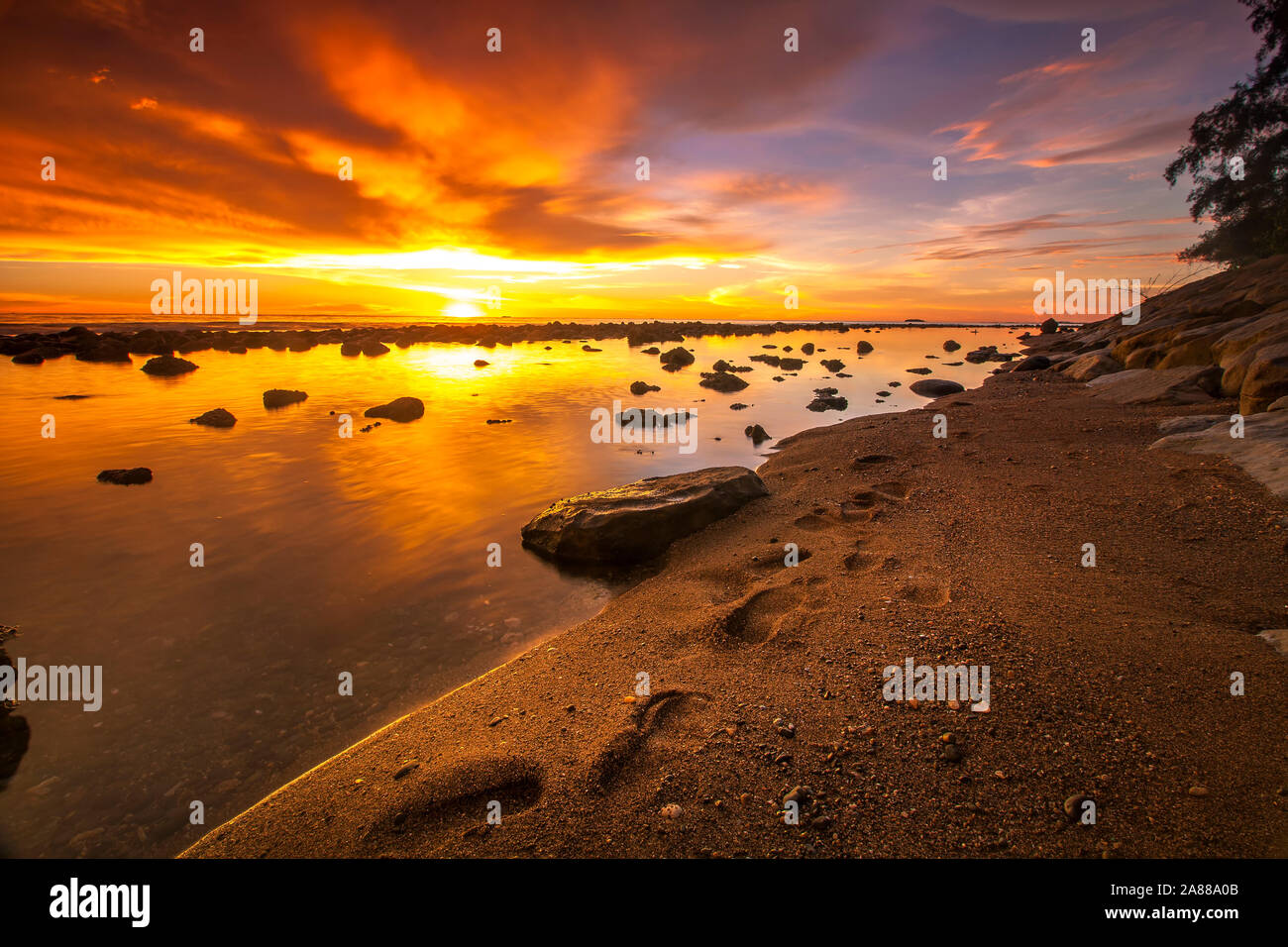 the beauty of the beach and the beautiful and soothing sunset colors ...