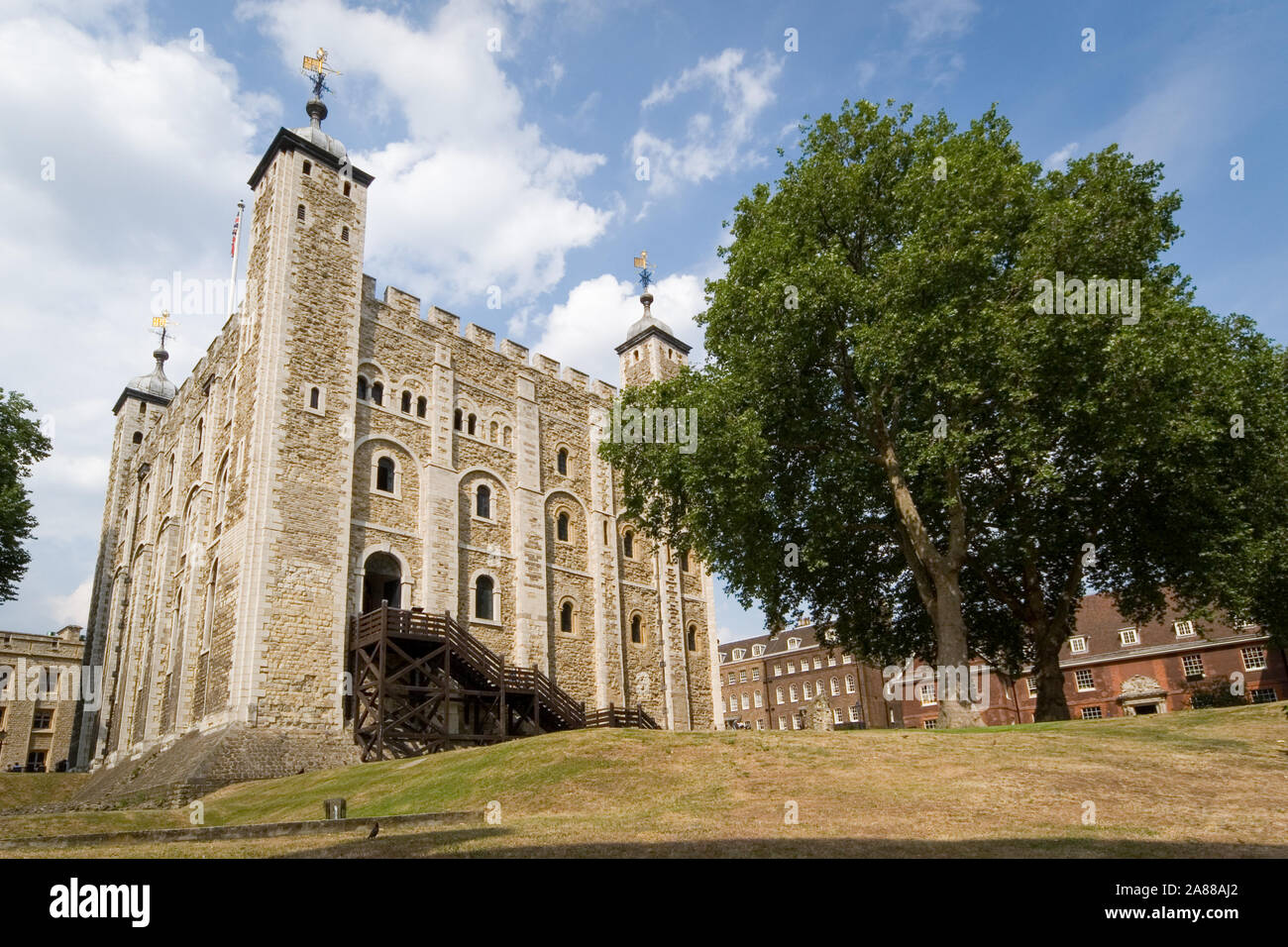 The White Tower, Tower of London. Wide angle view of The White Tower ...