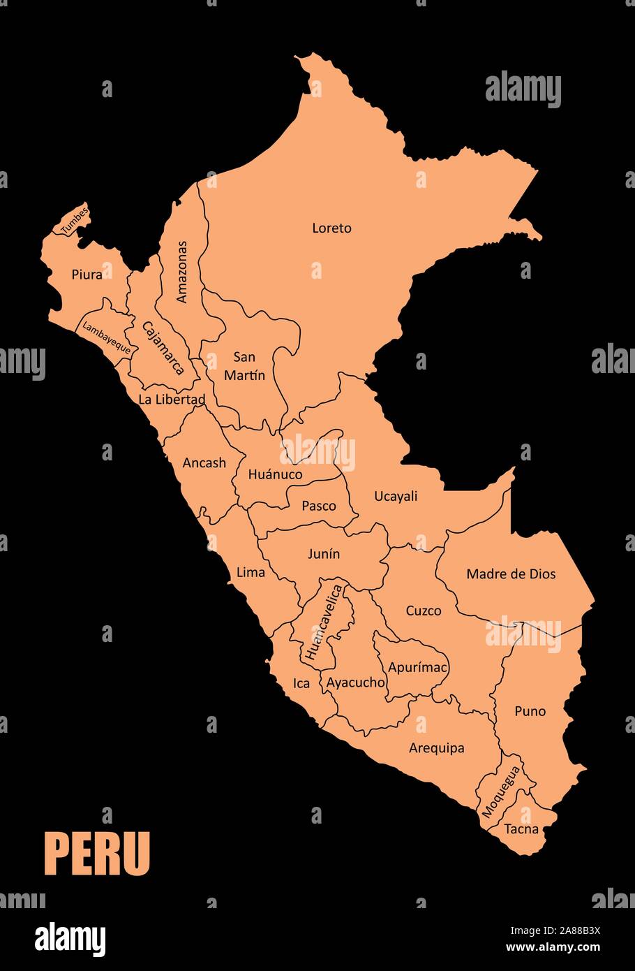 Peru regions map Stock Vector Image & Art - Alamy Peru regions map Stock Vector Image & Art - Alamy