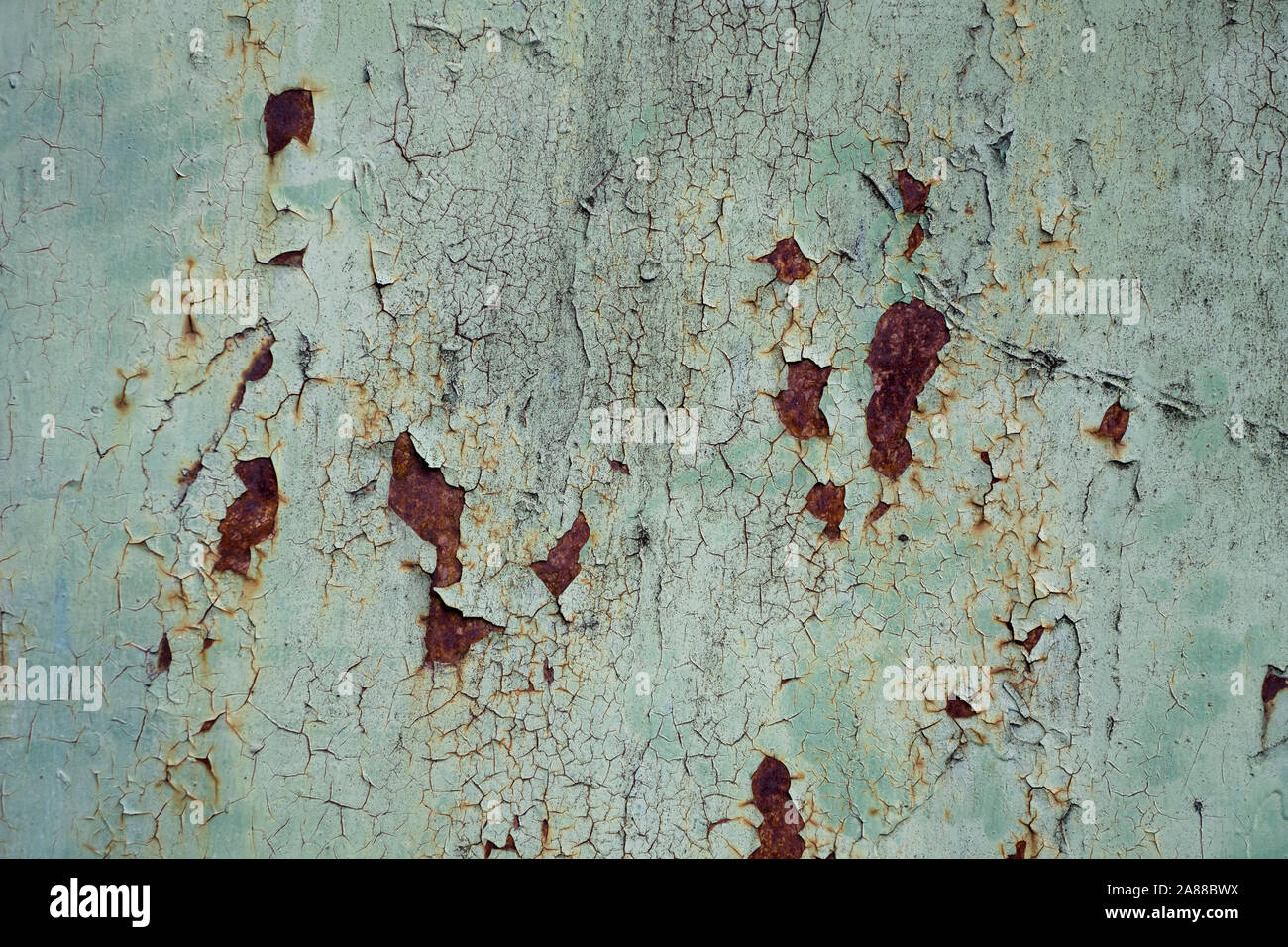 Green painted metal rusted background. Metal rust texture. Erosion ...
