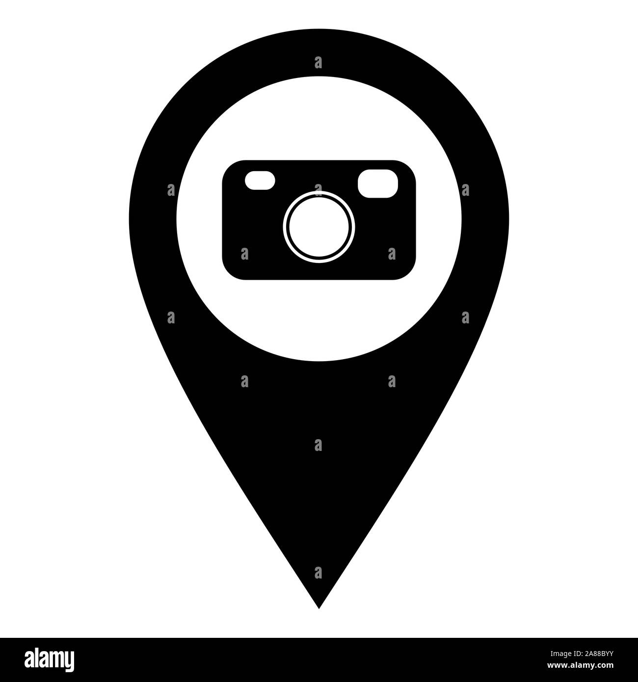 Camera and location pin Stock Photo - Alamy