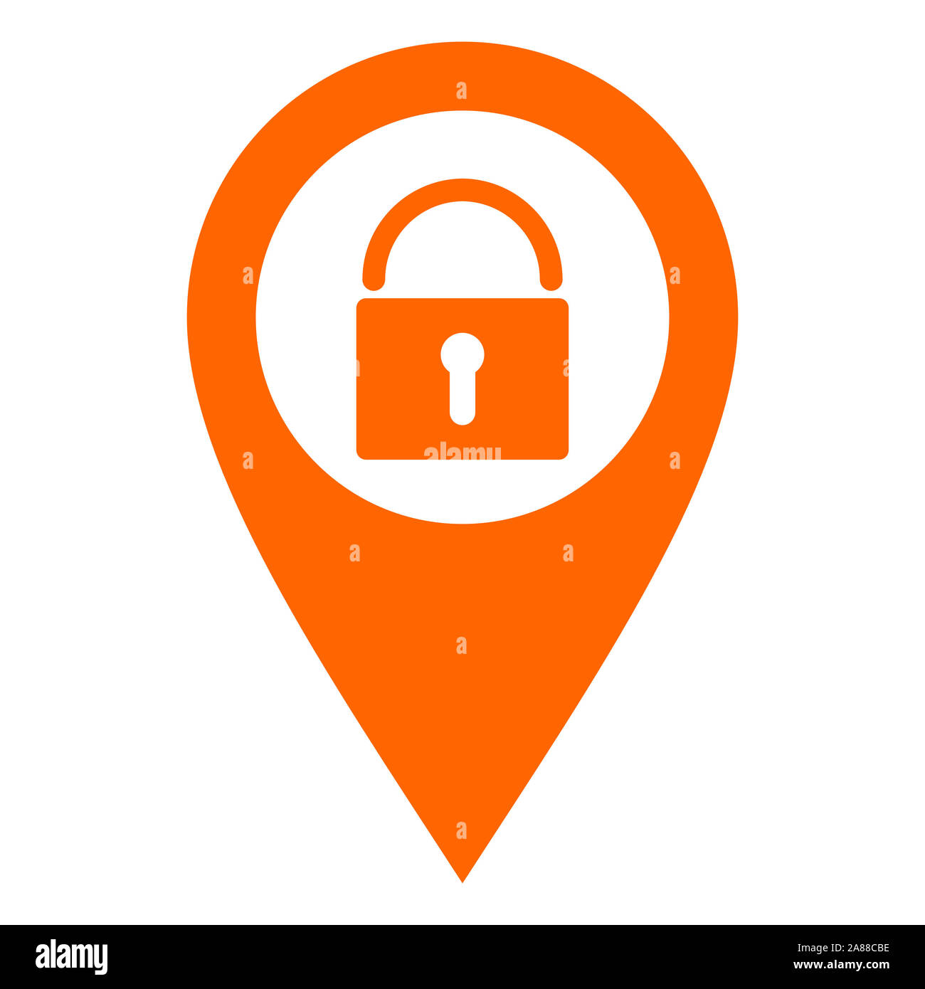 Lock and location pin Stock Photo - Alamy