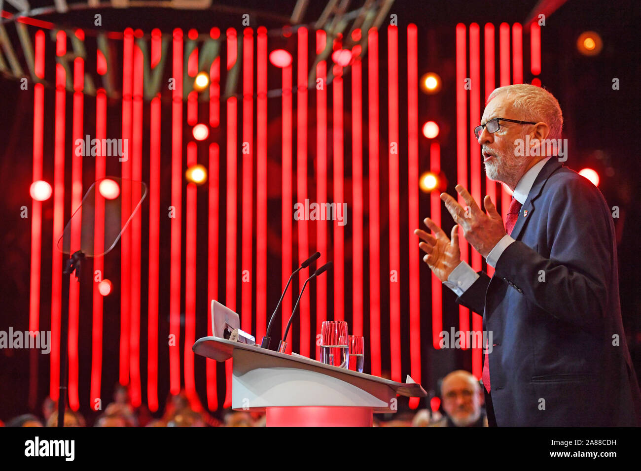 Labour leader Jeremy Corbyn speaks to supporters whilst on campaign ...
