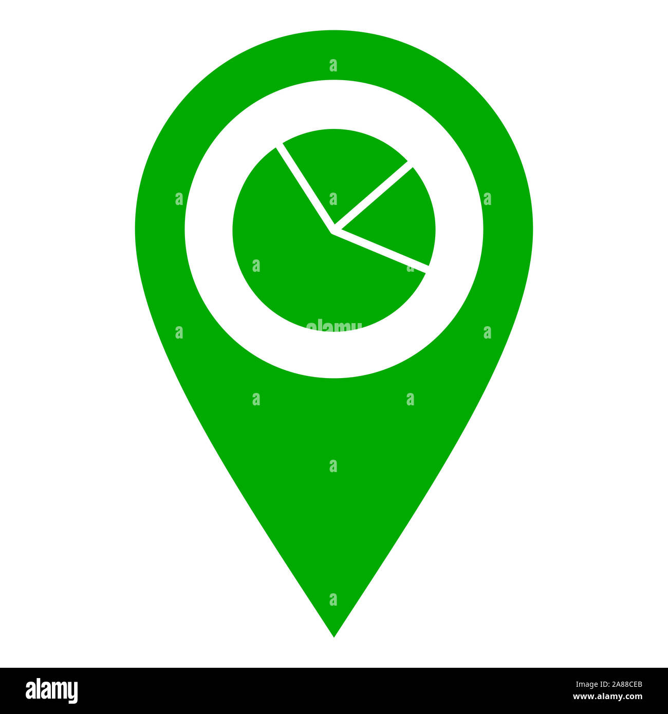 Pie chart and location pin Stock Photo - Alamy