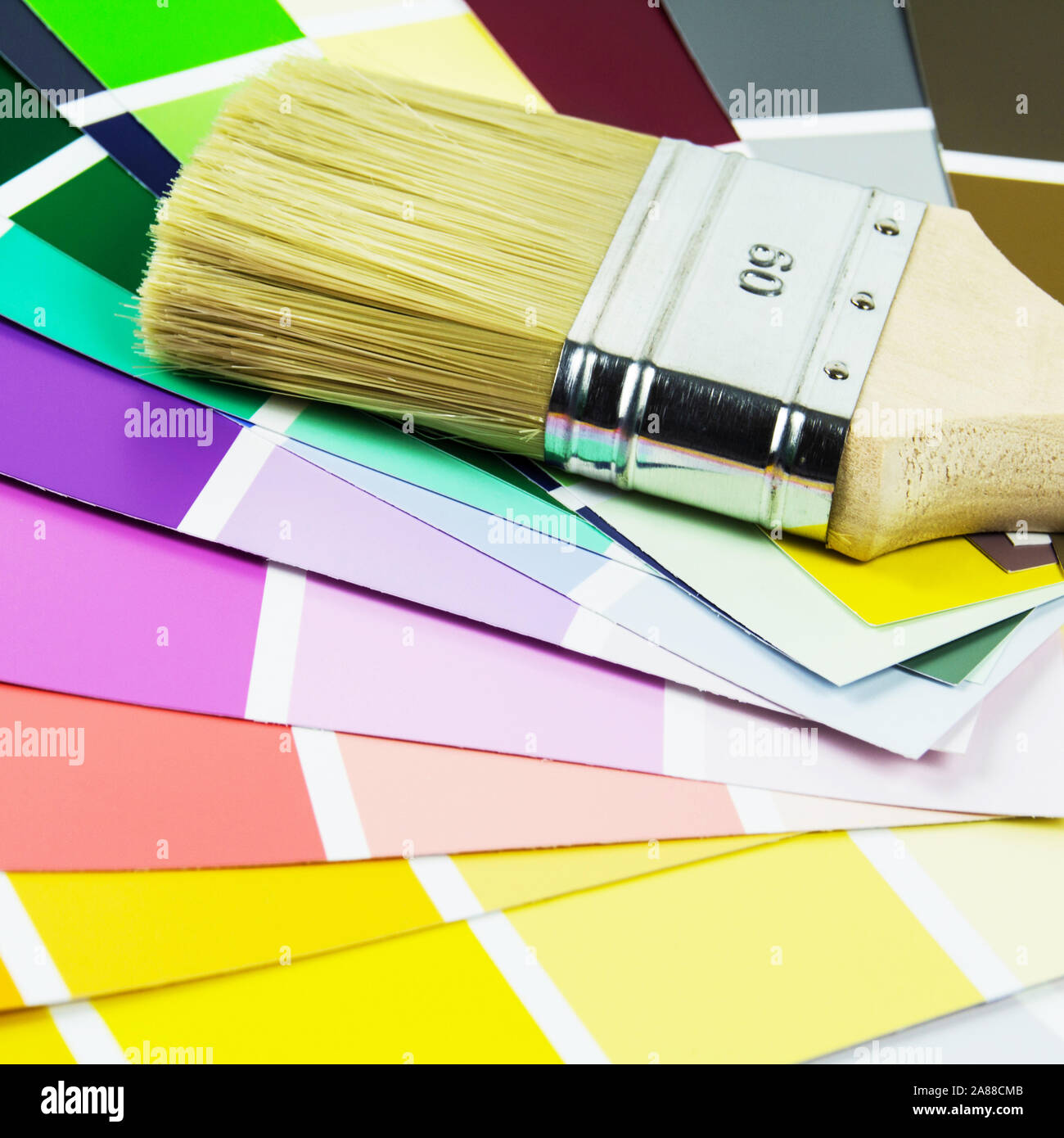 Paint brush with color scale Stock Photo - Alamy